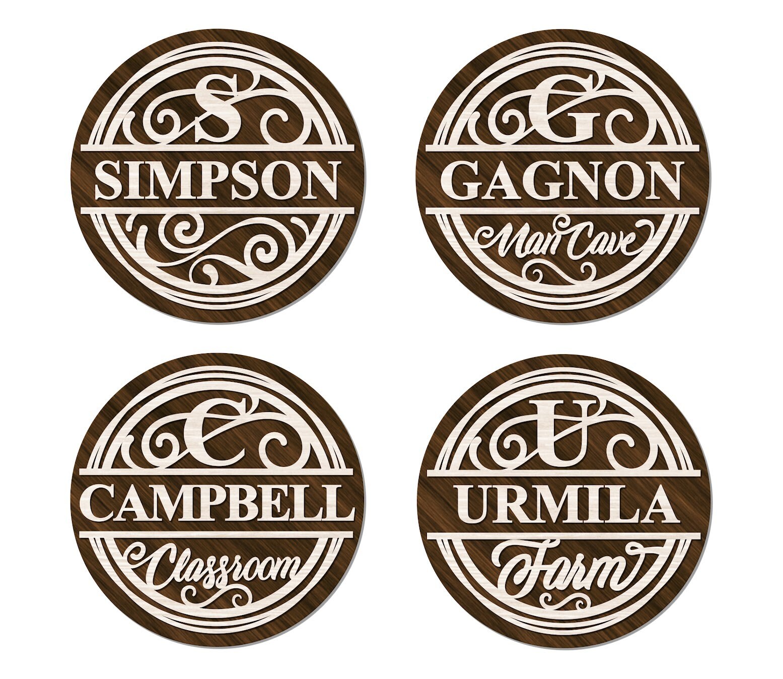 Monogram Door Sign Brown Custom Family Classroom Home Welcome - Etsy