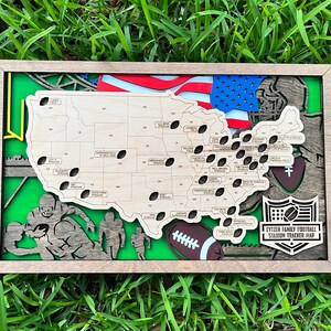 Wood Football Stadium Tracker Map, Sports Travel Map, Professional ...