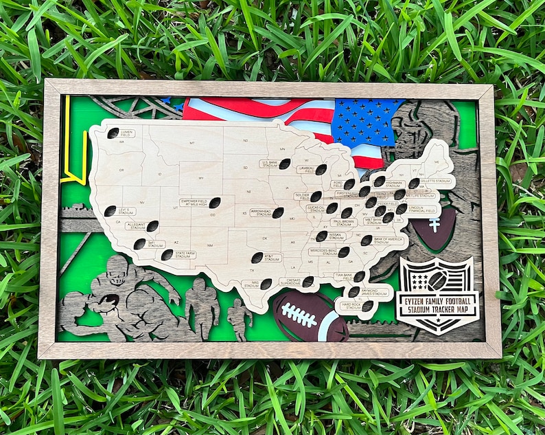 Personalized Football Stadium Tracker Map, NFL Stadium Map USA ...