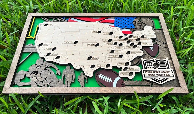 Personalized Football Stadium Tracker Map, NFL Stadium Map USA ...