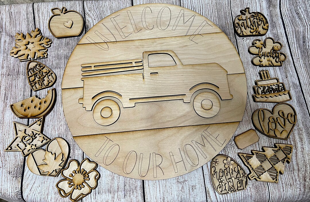 DIY Sign, DIY Interchangeable Truck Wood Sign, 13 Swappable Pieces ...