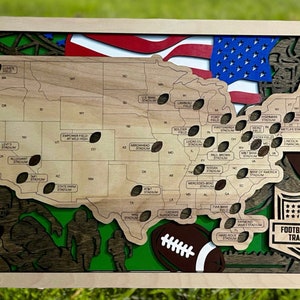 Wood Football Stadium Tracker Map, Sports Travel Map, Professional ...