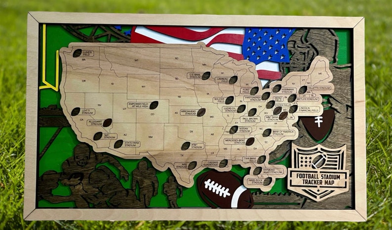Personalized Football Stadium Tracker Map, NFL Stadium Map USA ...