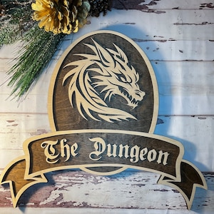 Dragon Sign, Custom Dragon Sign, DND Gift, Game Room Sign, Dungeons and ...