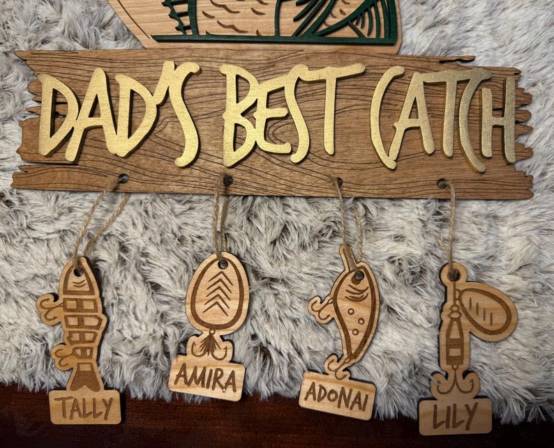 Dads Best Catch Fish and Lures Wall Sign, Father Fishing Door Sign ...
