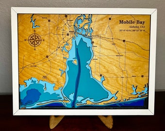 Mobile Bay Map Alabama - Etsy