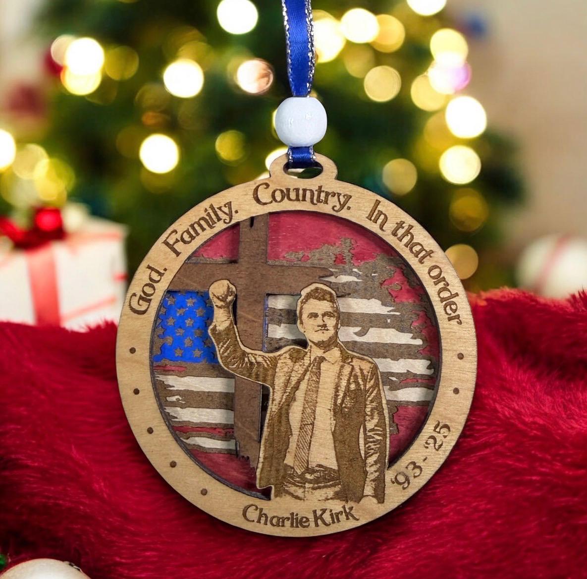 USA Flag Christmas Ornament, Patriotic Christian Gift, God Family ...
