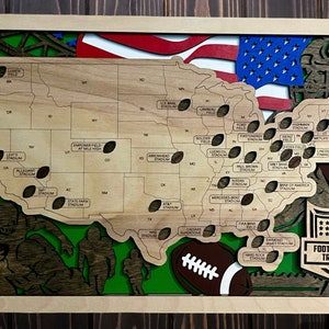 Wood Football Stadium Tracker Map, Sports Travel Map, Professional ...