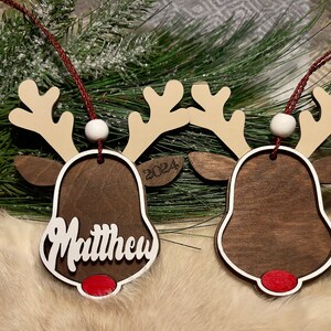 Personalizable Rudolph Christmas Ornament, Gift Tag, Present Label ...