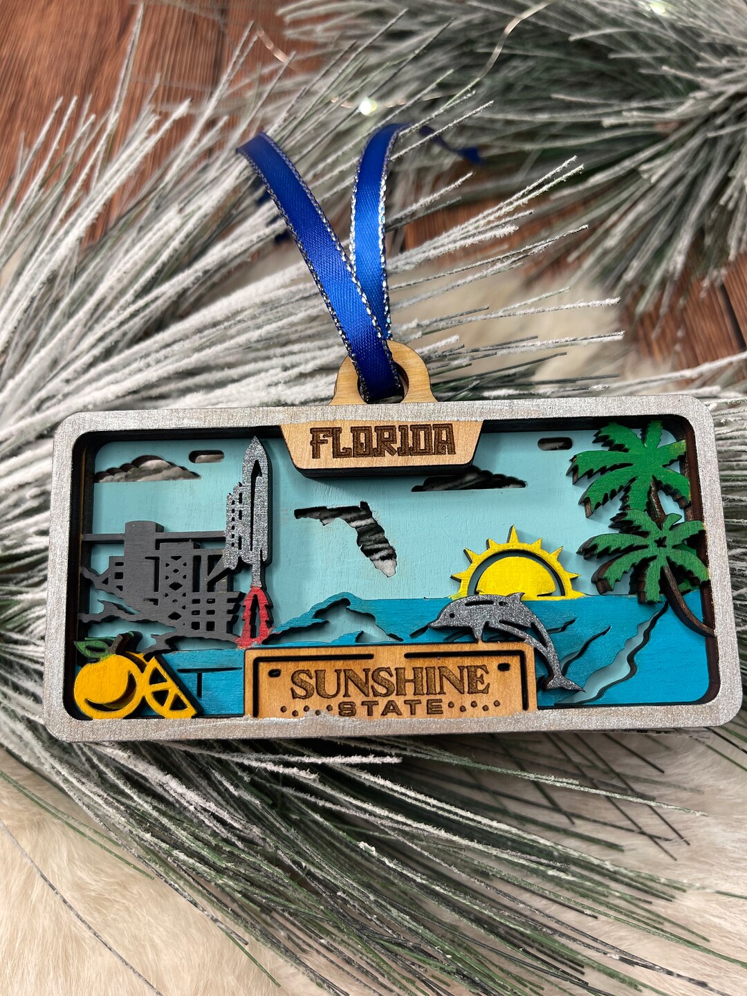 Florida Ornament, State of Florida License Plate Ornament, Florida ...