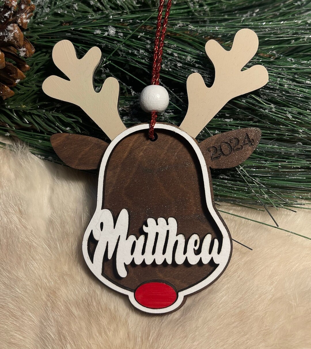 Personalizable Rudolph Christmas Ornament, Gift Tag, Present Label ...