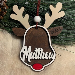 Personalizable Rudolph Christmas Ornament, Gift Tag, Present Label ...