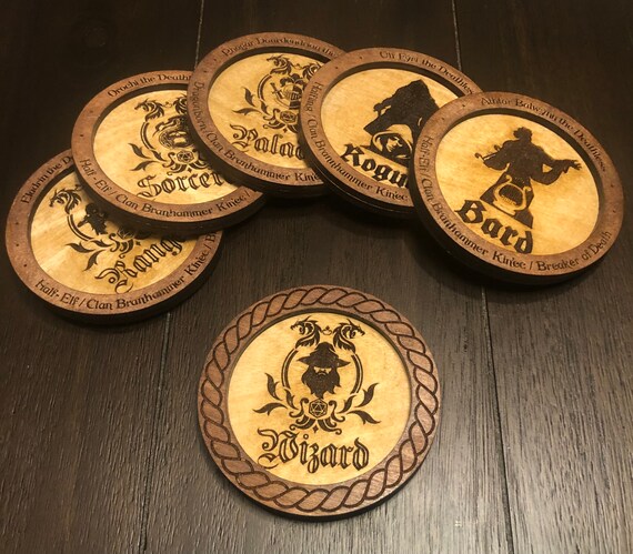 Customizable D&D Wooden Coaster Personalized DND Dungeons - Etsy