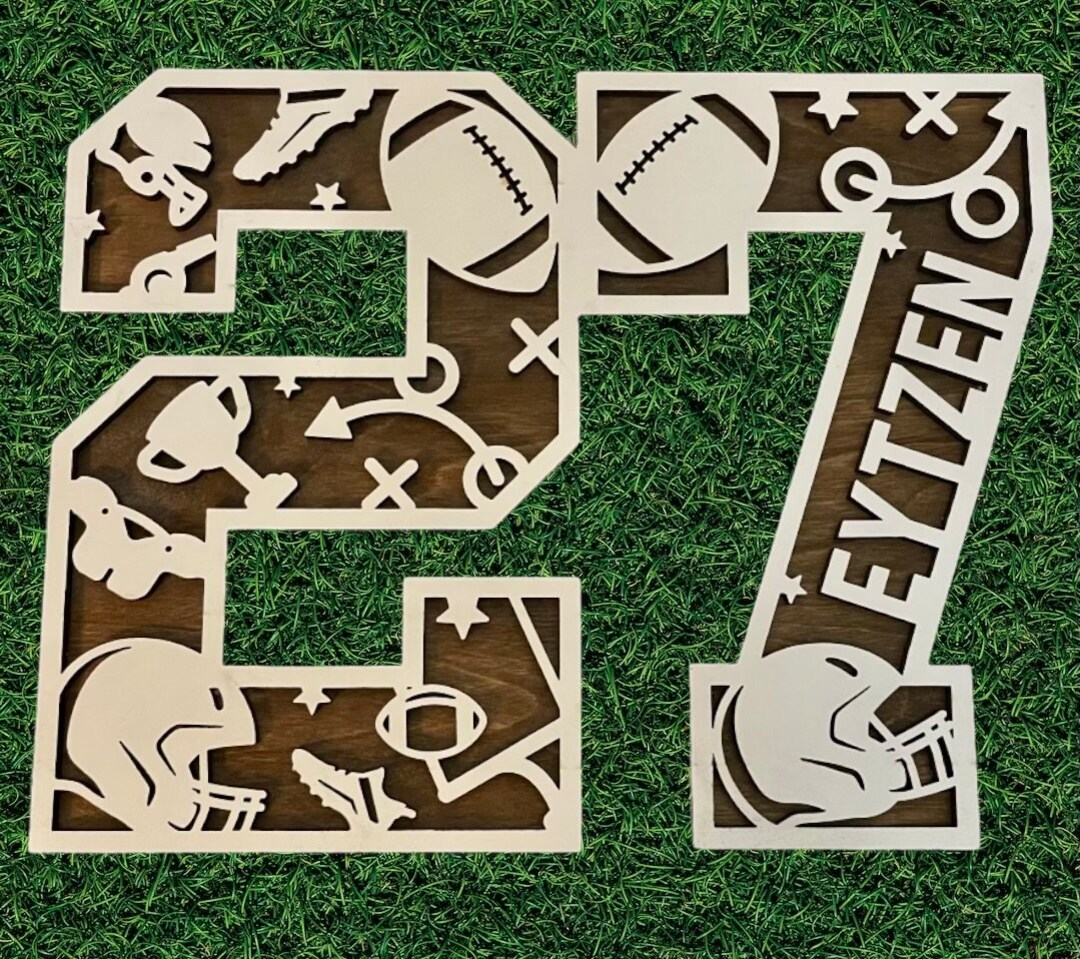 Custom Football Themed Numbers and Letters, Football Numbers, Football ...