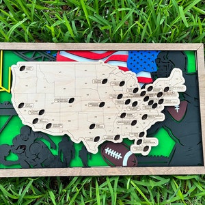 Wood Football Stadium Tracker Map, Sports Travel Map, Professional ...