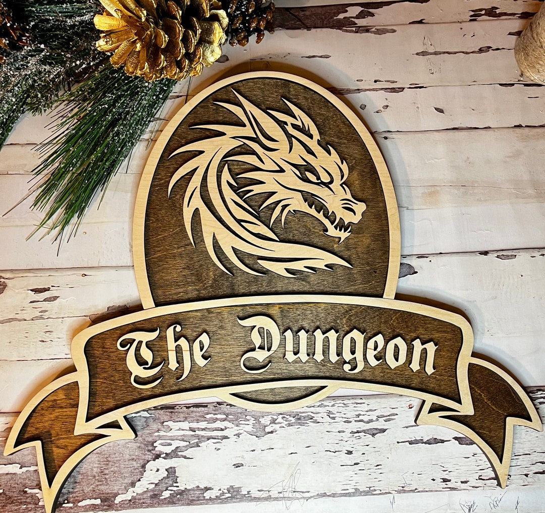 Dragon Sign, Custom Dragon Sign, DND Gift, Game Room Sign, Dungeons and ...
