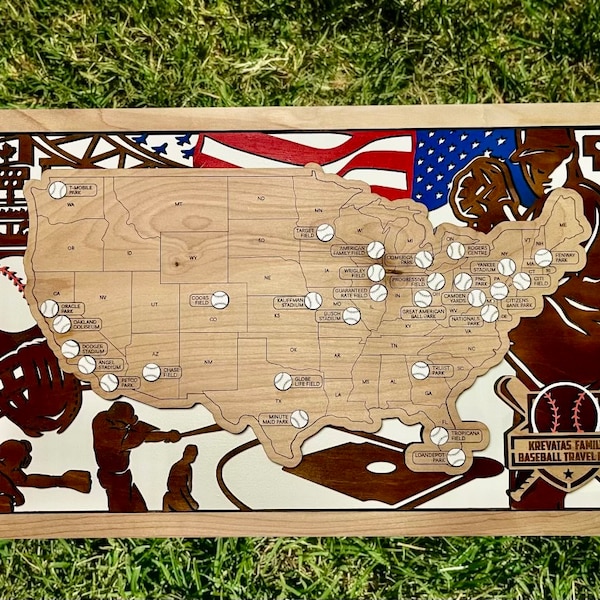 Baseball Stadium Tracker Map Wood - Etsy