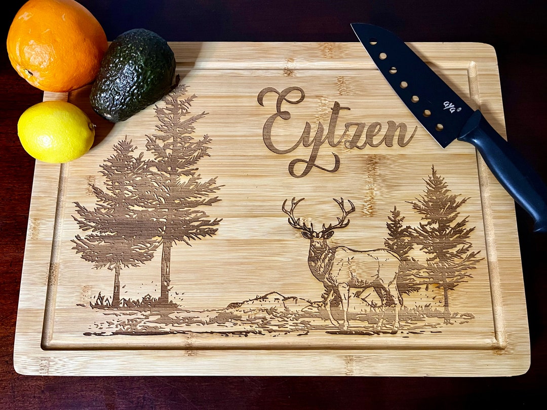Personalized Woodland Creature Cutting Board, Elk Cutting Board, Moose ...