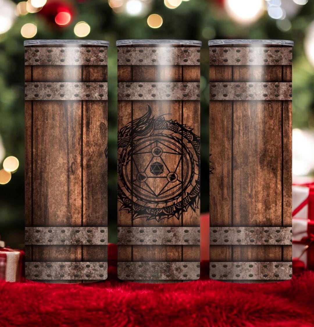 Medieval Alchemy Tumbler | Rustic Wood Barrel Travel Cup | DND Gift for ...