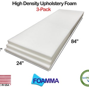 6" X 24" X 84" Upholstery Foam Pack, High Density, Seat Replacement ...