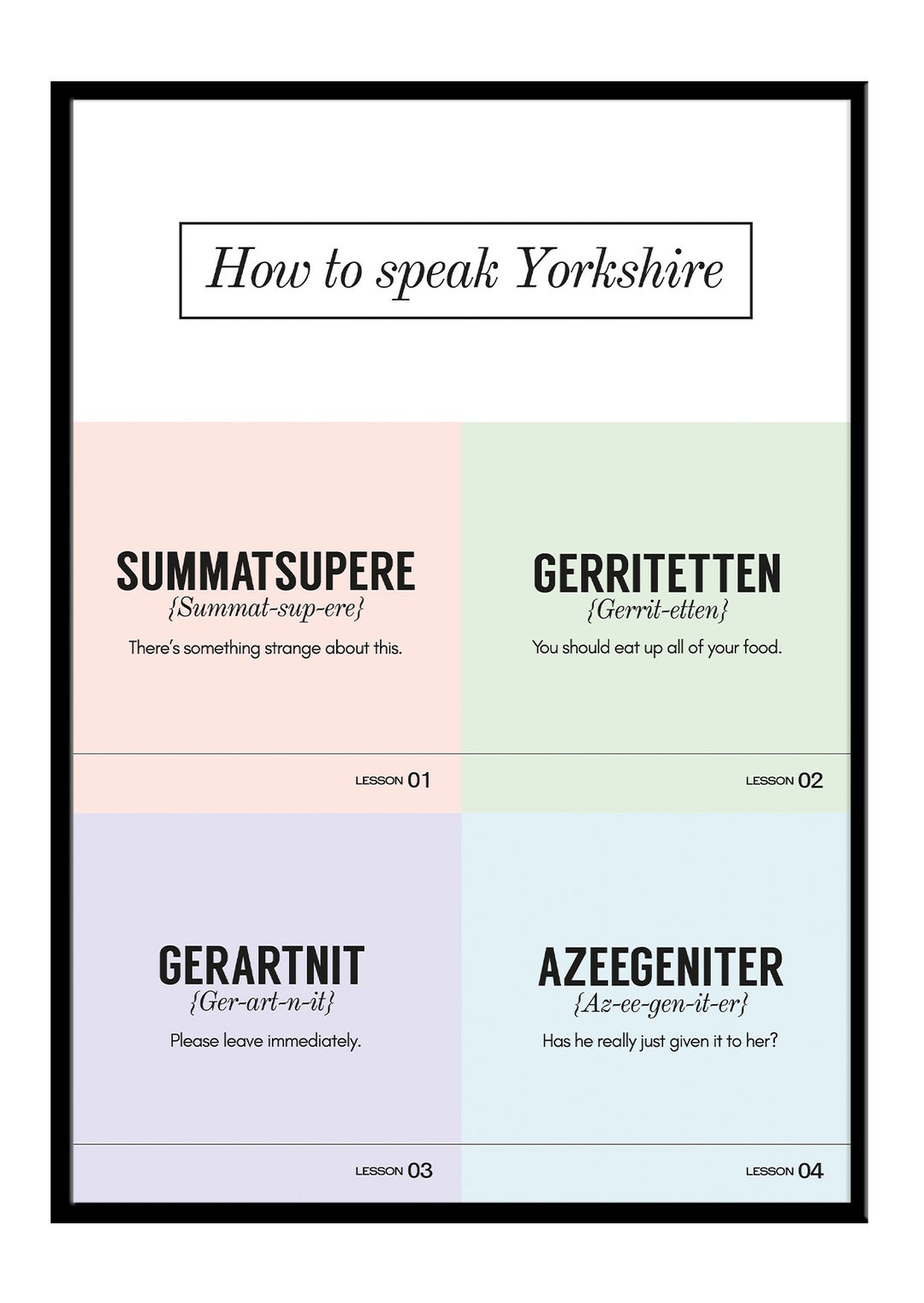 How to Speak Yorkshire, Yorkshire Slang Poster, Yorkshire Funny Poster ...