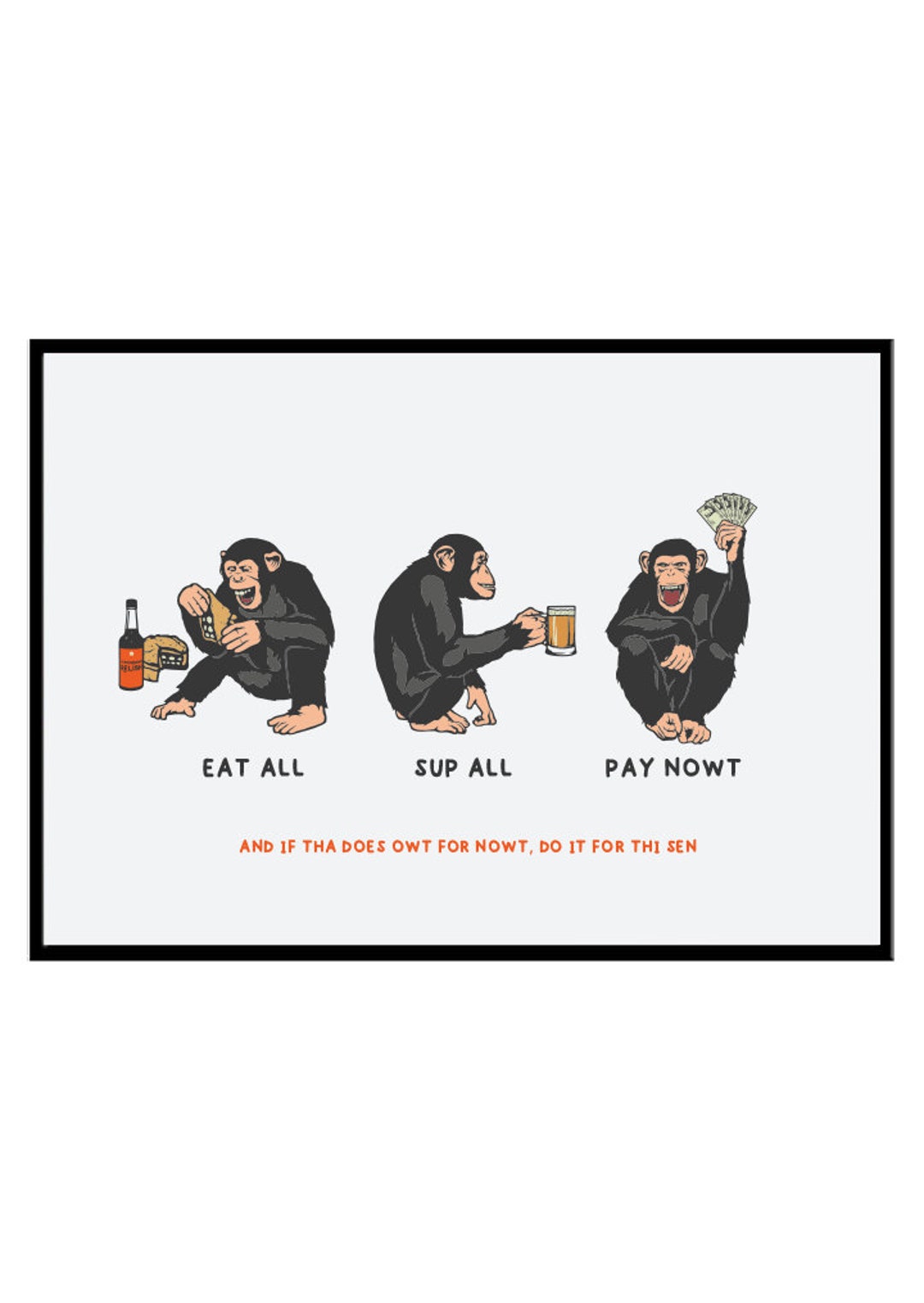 Yorkshire Three Wise Monkeys Print, Yorkshire Slang, Yorkshire Print ...