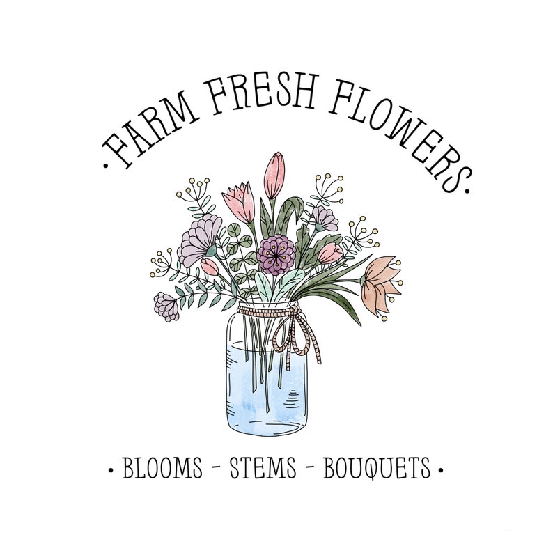 Farm Fresh Flowers With Vase of Flowers SVG PNG JPG Bundle - Etsy