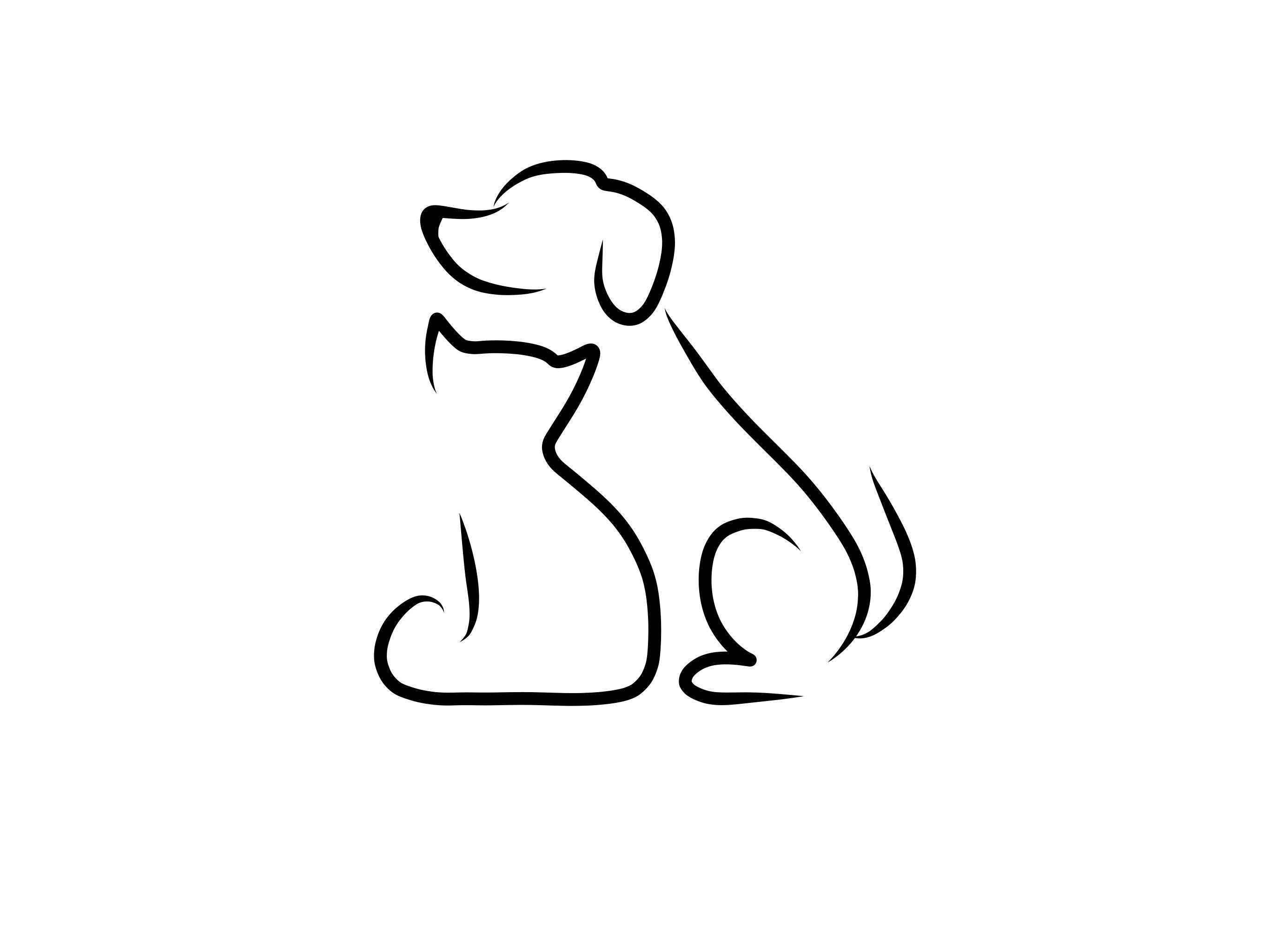 Cat and Dog Outline Line Art SVG PNG JPG - Etsy