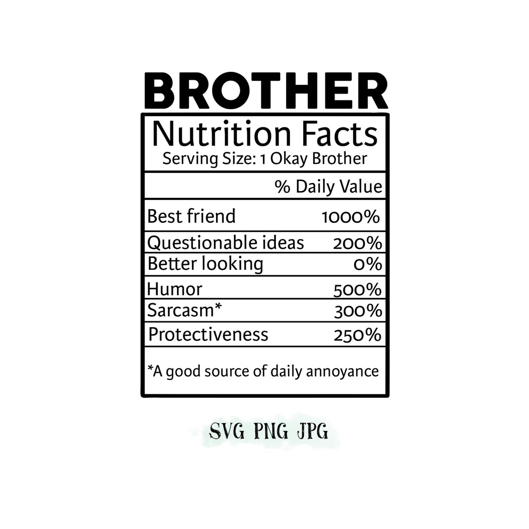 Buy Brother Nutrition Facts SVG PNG JPG Bundle Online in India - Etsy