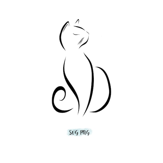 Cat Line Art SVG and PNG - Etsy India