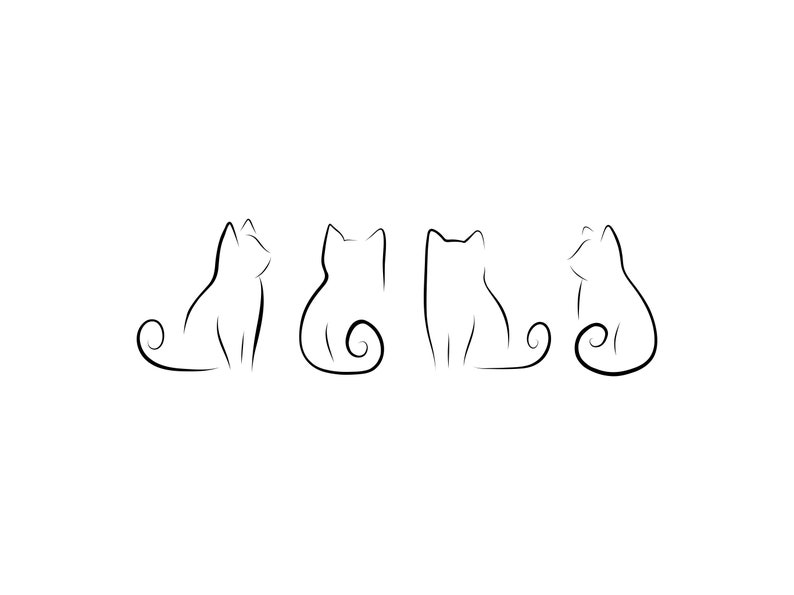 Four Cat Outline SVG & PNG | Etsy Canada