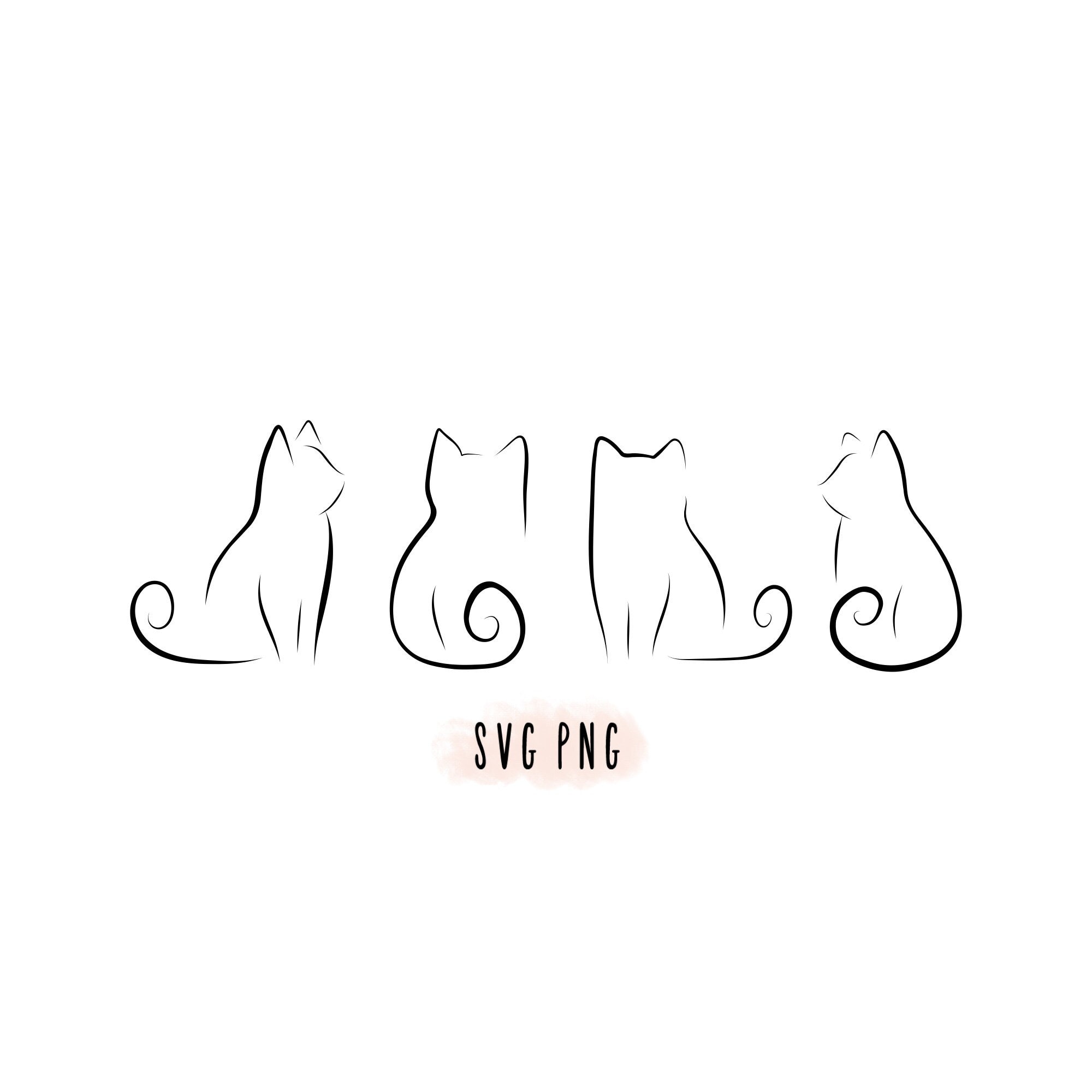 Four Cat Outline SVG & PNG - Etsy Canada