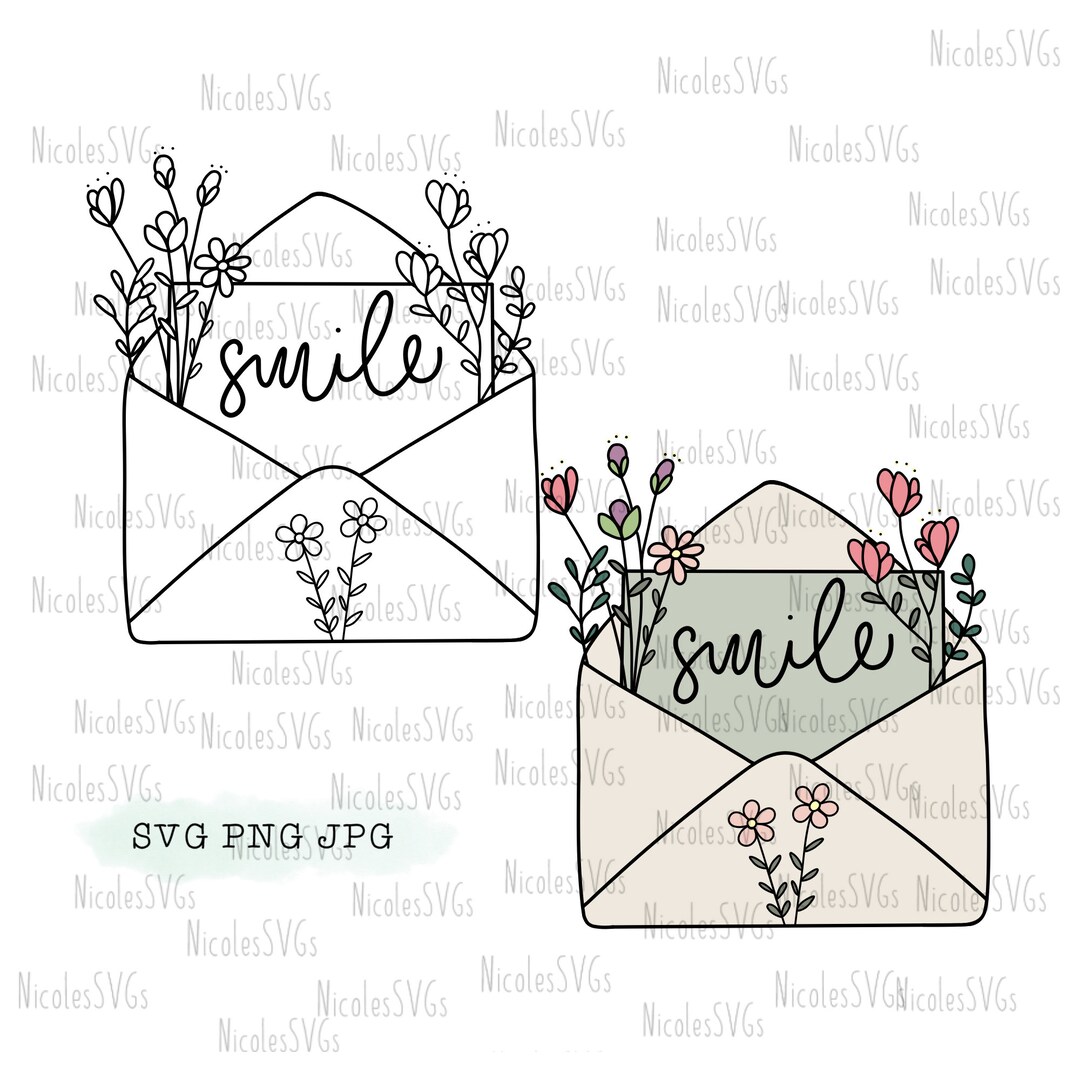 Smile (with Flowers and Envelope) SVG PNG JPG Bundle - Etsy