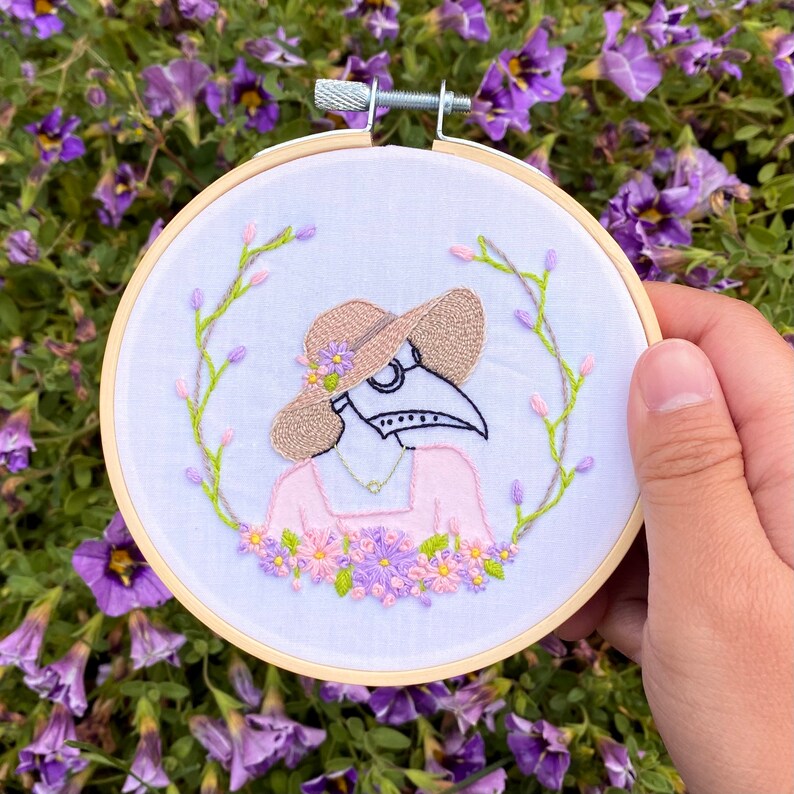 Floral Plague Doctor PDF Embroidery Pattern | Intermediate and Beginner ...