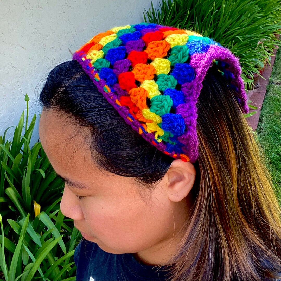 Pride Flag Kerchief Crochet Headband | Pride Parade Outfit | Trevor ...