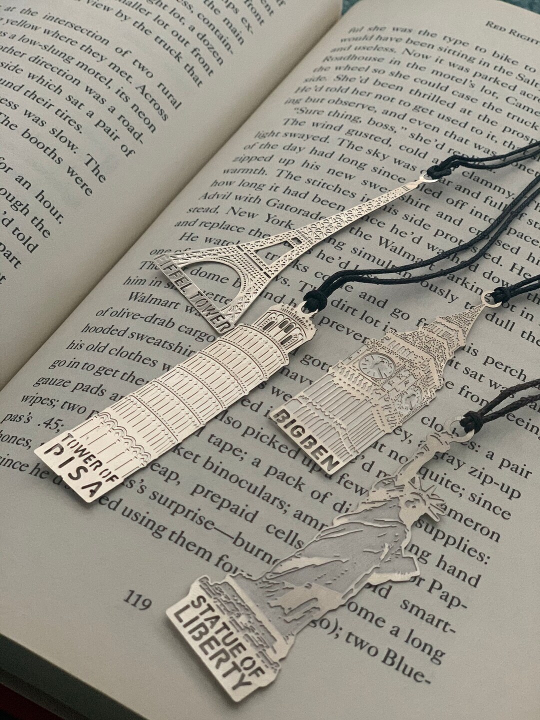 Set of 4 Bookmarks Silver Metal Bookmark Landmark Bookmarks - Etsy