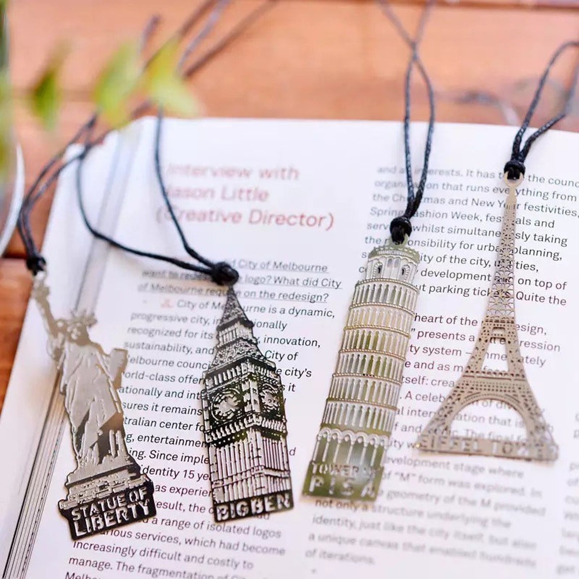 Set of 4 Bookmarks Silver Metal Bookmark Landmark Bookmarks - Etsy