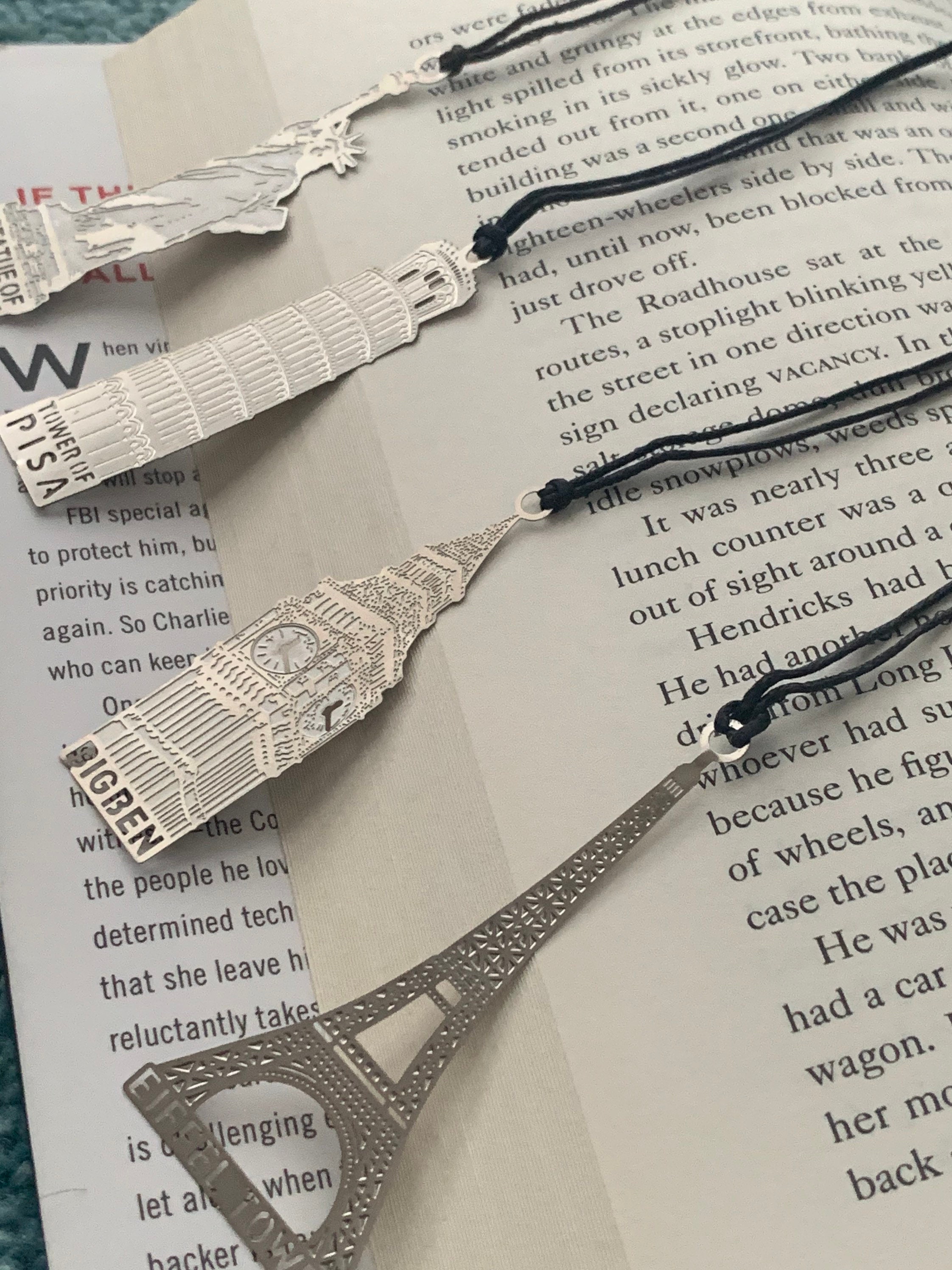 Set of 4 bookmarks silver metal bookmark landmark bookmarks | Etsy