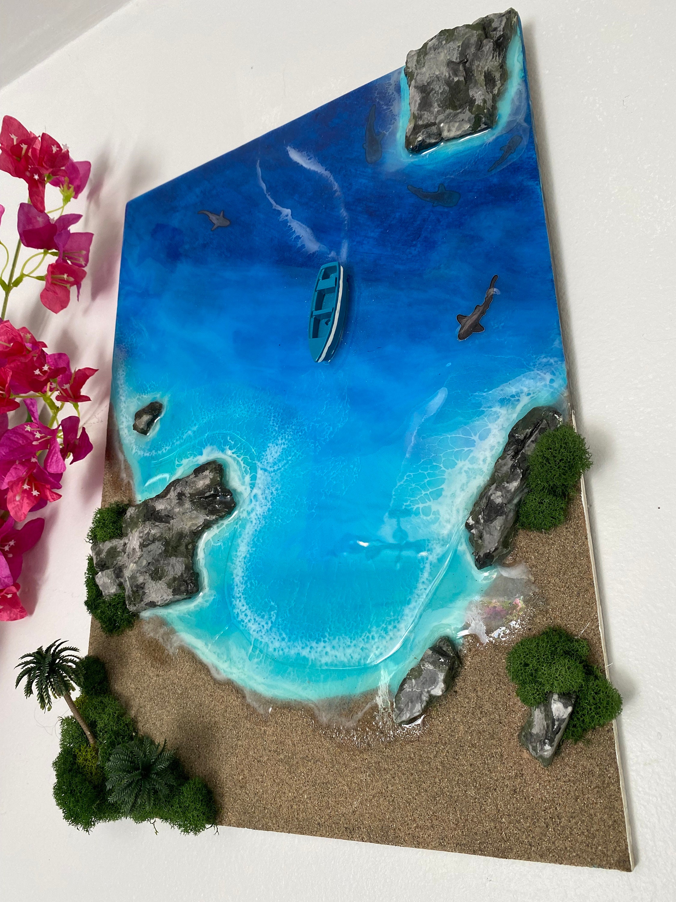 Resin Beach Art, Epoxy Art, Resin Art, Beach Decor, Seascape, Coastal ...
