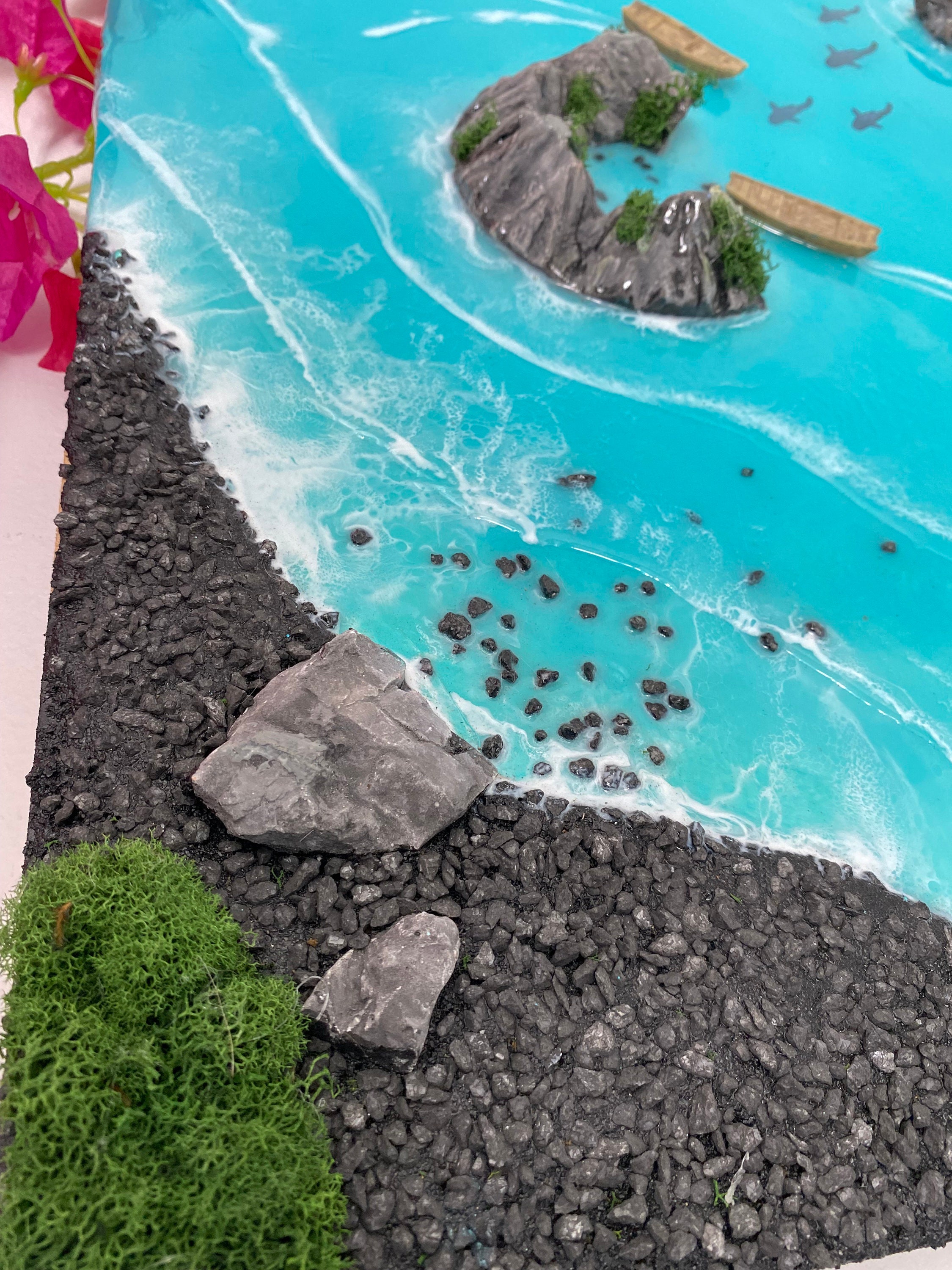 Resin Beach Art, Epoxy Art, Resin Art, Beach Decor, Seascape, Coastal ...