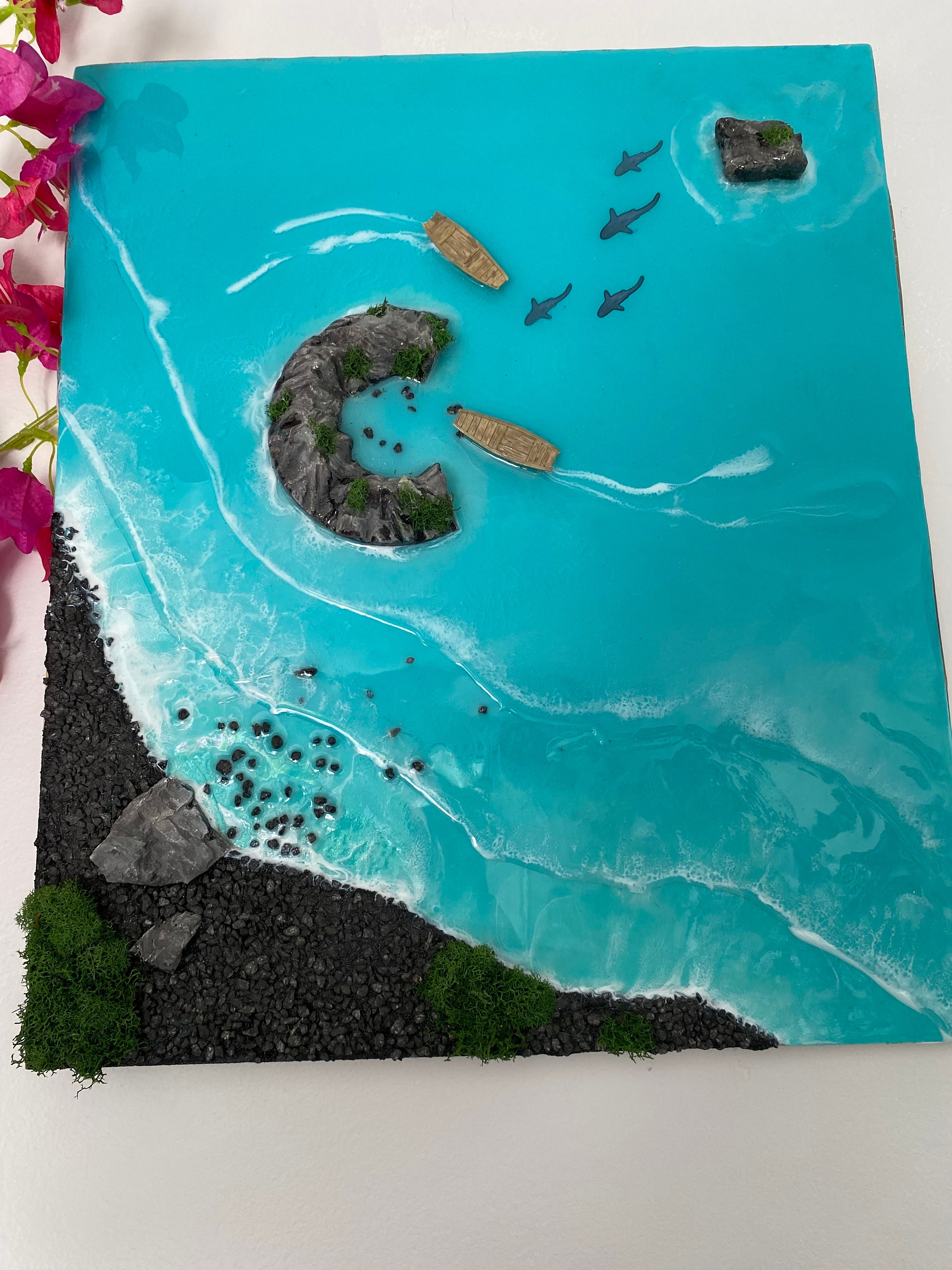 Resin Beach Art, Epoxy Art, Resin Art, Beach Decor, Seascape, Coastal ...