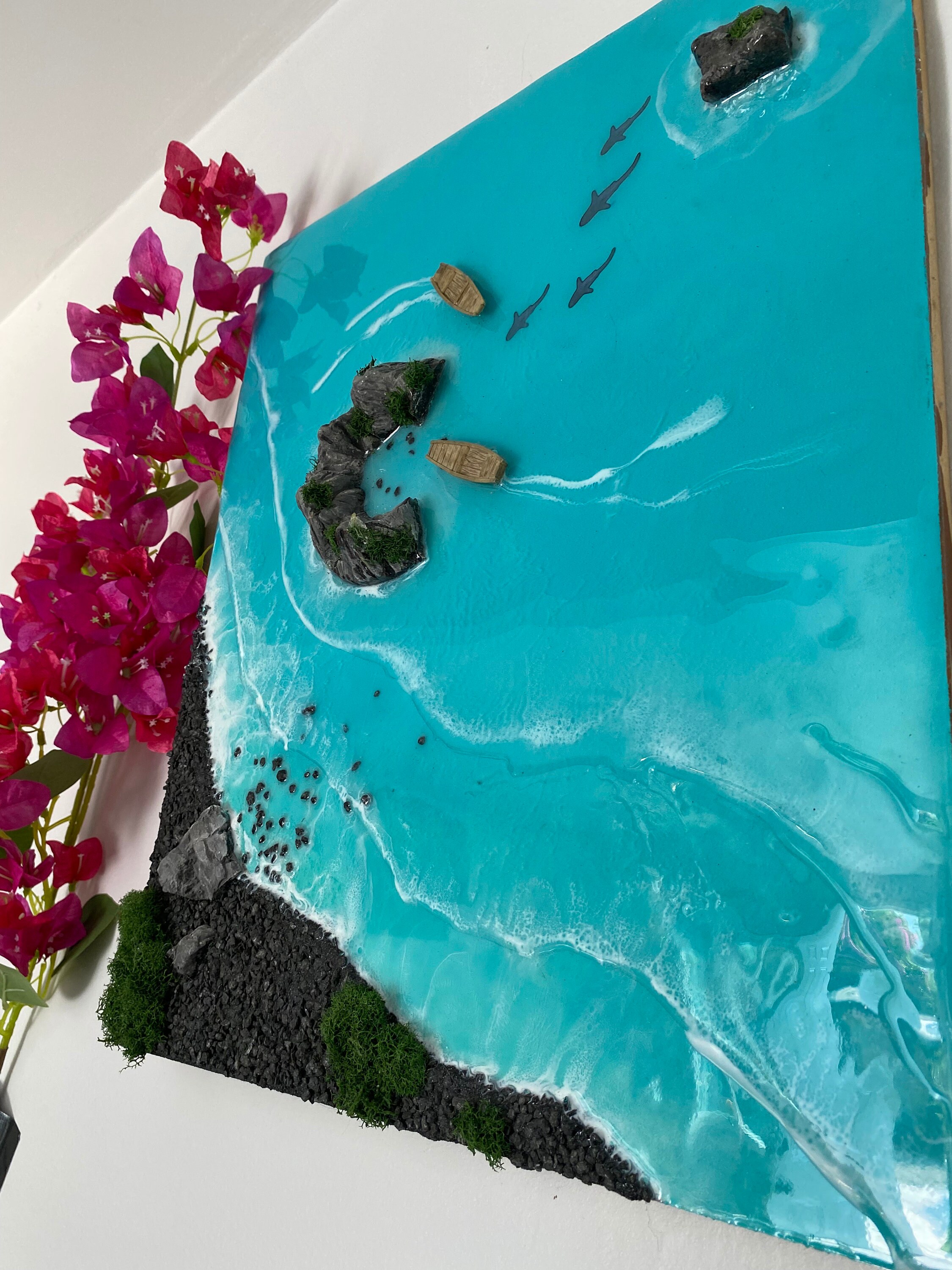 Resin Beach Art, Epoxy Art, Resin Art, Beach Decor, Seascape, Coastal ...