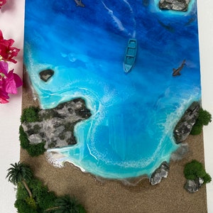 Resin Beach Art, Epoxy Art, Resin Art, Beach Decor, Seascape, Coastal ...