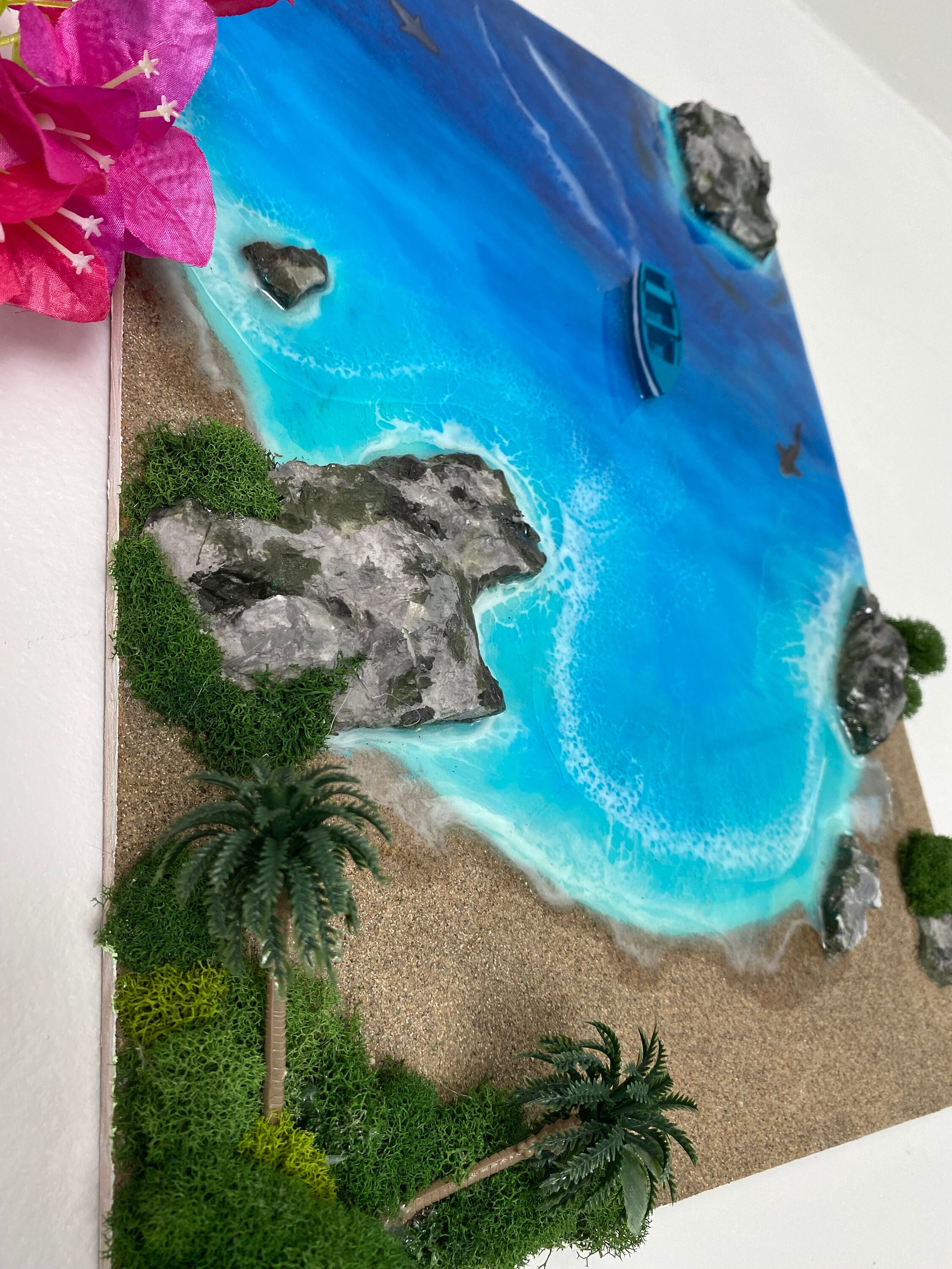Resin Beach Art, Epoxy Art, Resin Art, Beach Decor, Seascape, Coastal ...