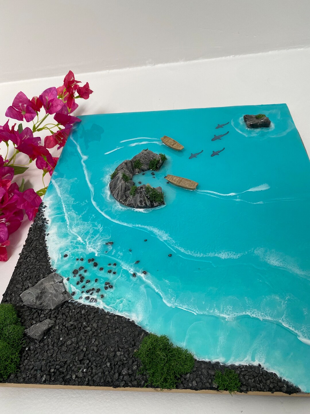 Resin Beach Art, Epoxy Art, Resin Art, Beach Decor, Seascape, Coastal ...