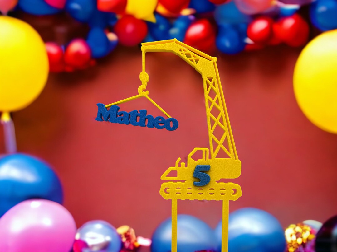 Cake Topper Crane Children's Birthday Party, Personalized With Name and ...