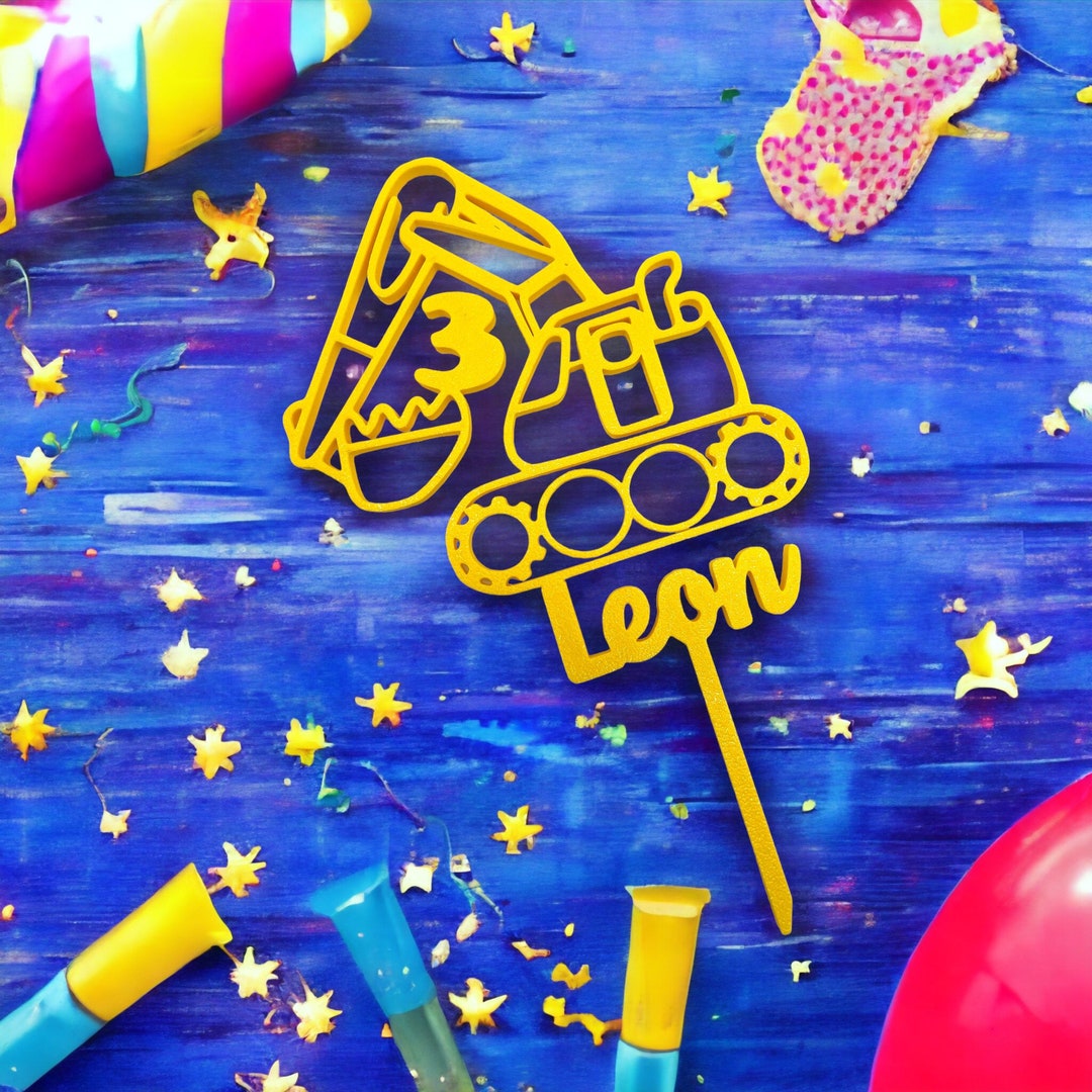 Cake Topper Excavator Children's Birthday, Personalized With Name and ...