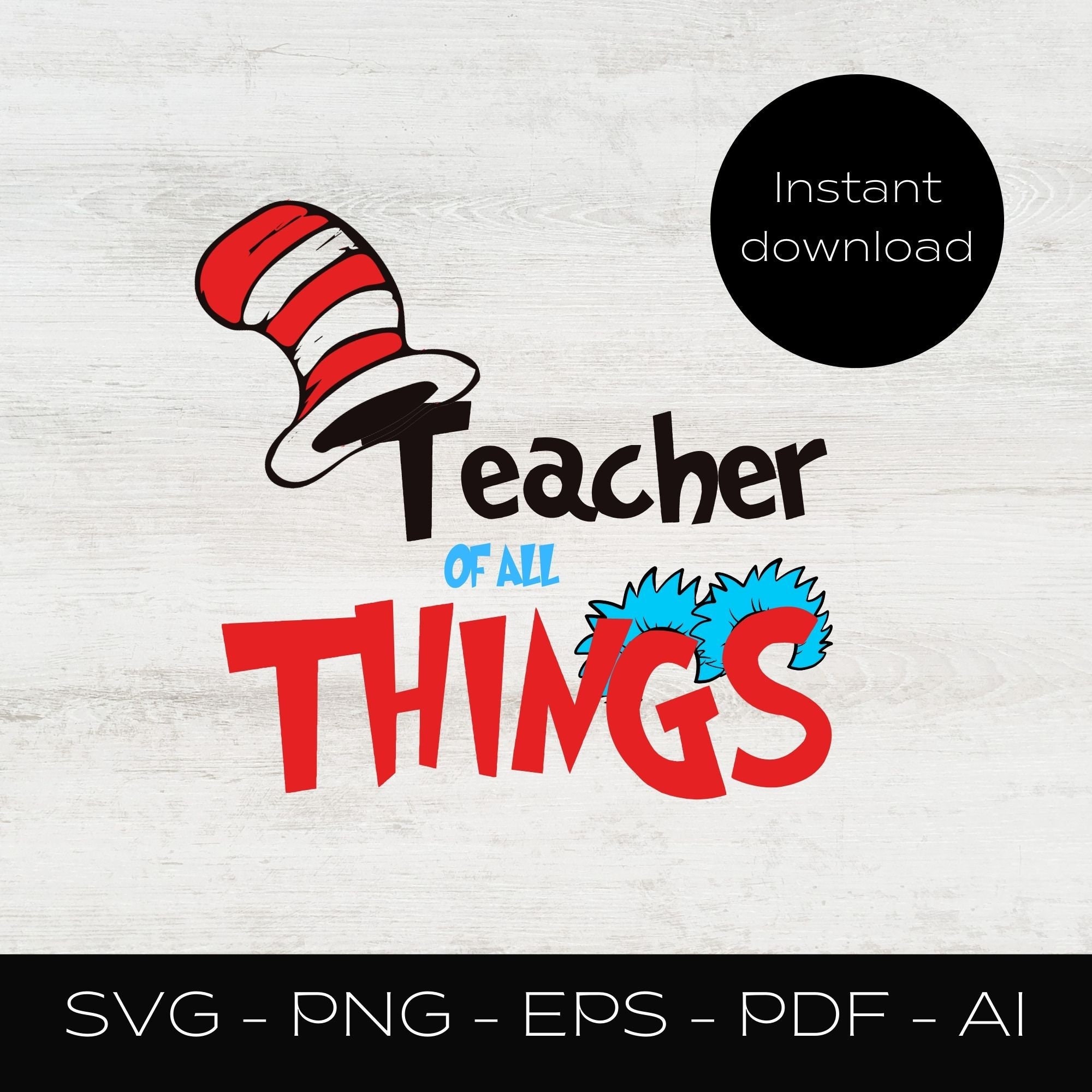 Dr Seuss Svg Dr Seuss Hat Svg Teacher Of All Things Cat In Etsy
