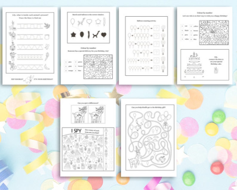 Personalised Birthday Activity Book digital File - Etsy