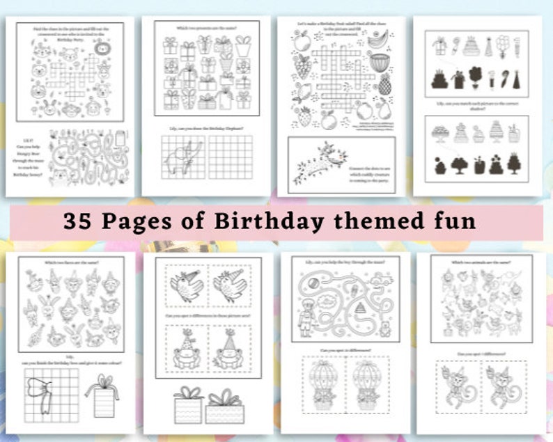 Personalised Birthday Activity Book digital File - Etsy